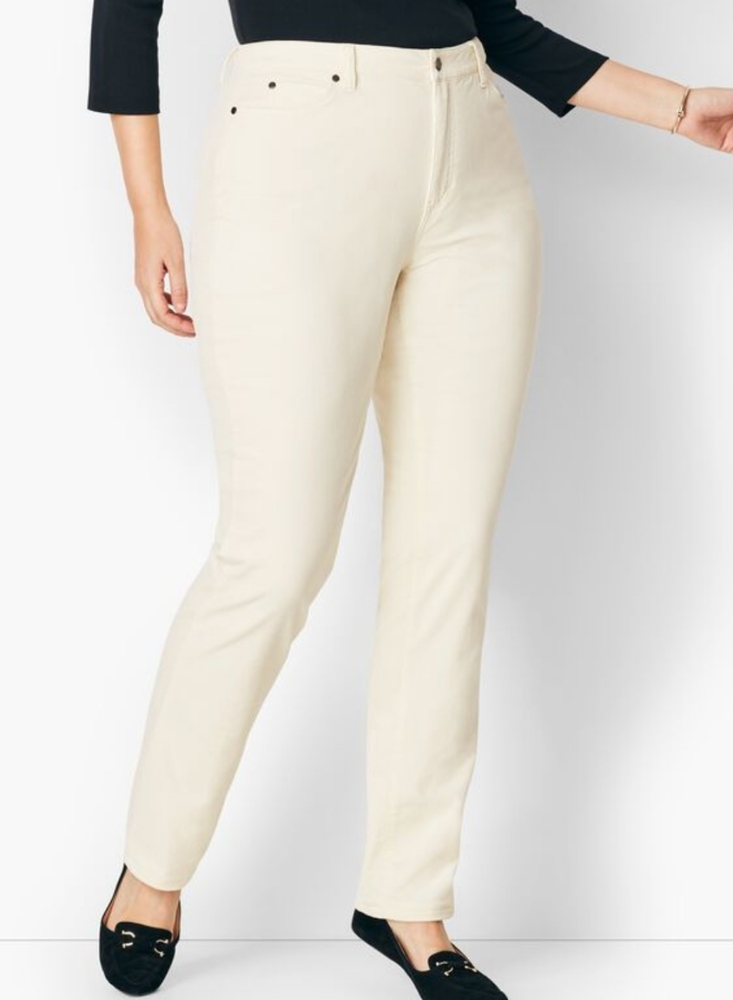 Talbots Ivory High-Rise Straight-Leg Cords - Gem